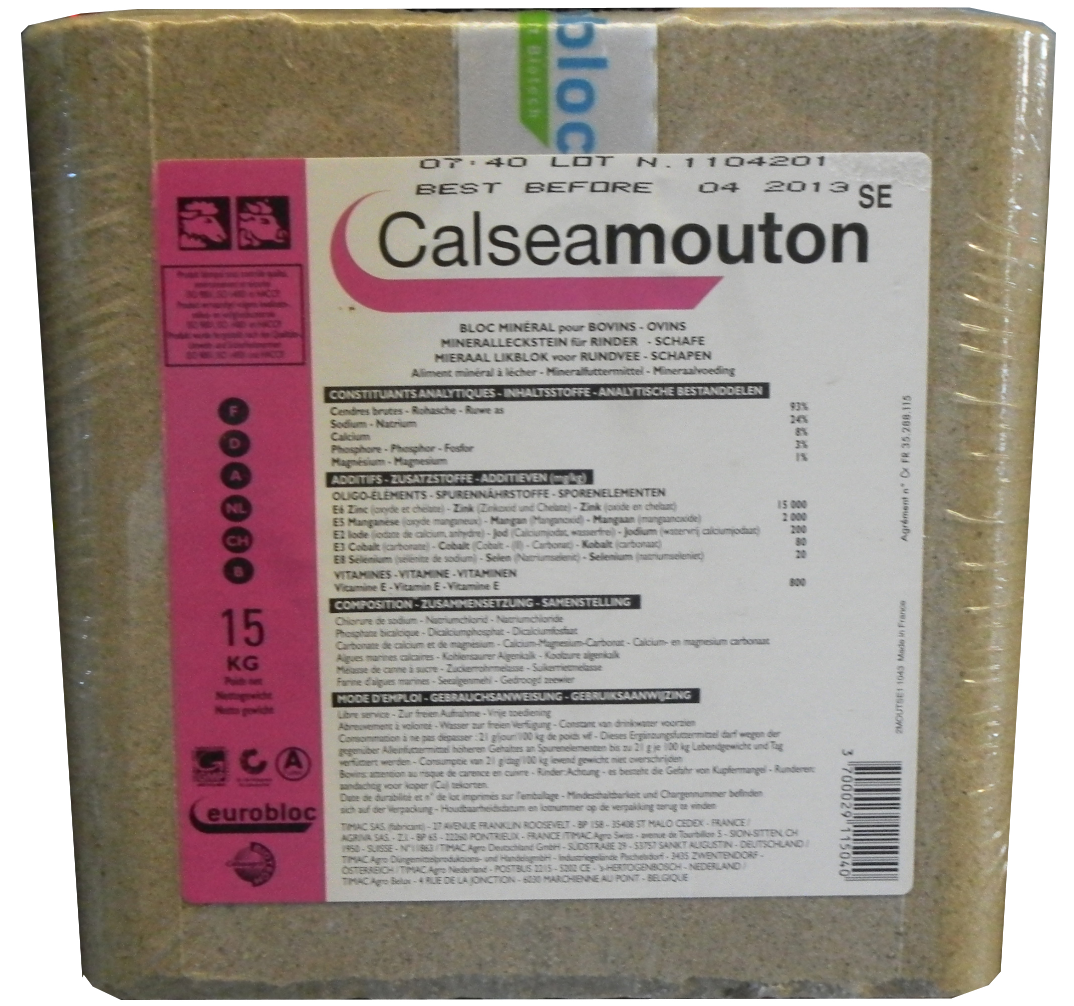 Mineralstein Calsea MOUTON für Schafe (15kg.) *** | Tröge, Raufen und ...